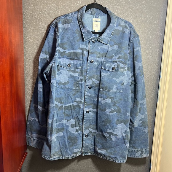 GAP | Jackets & Coats | Mens Gap Blue Camouflage Utility Jacket | Poshmark